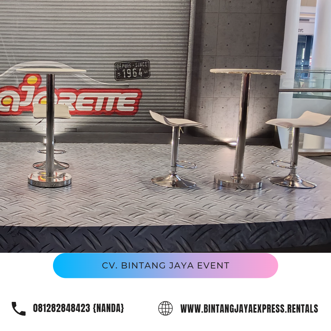 Sewa Set Barstool Kursi Kotak Dan Meja Bar Putih Jakarta