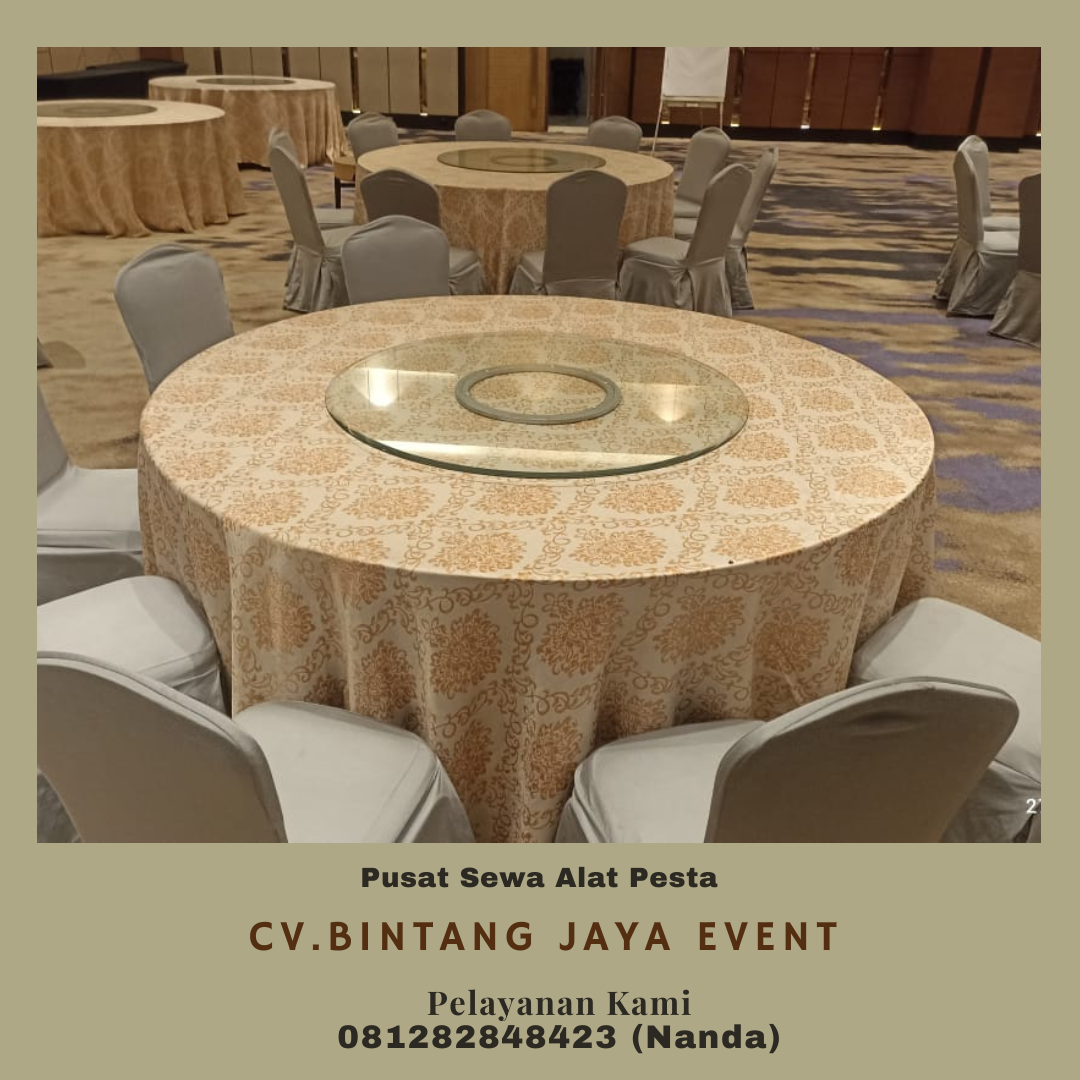 Sewa Meja Bundar Besar Cover Dan Lazy Susan Jakarta