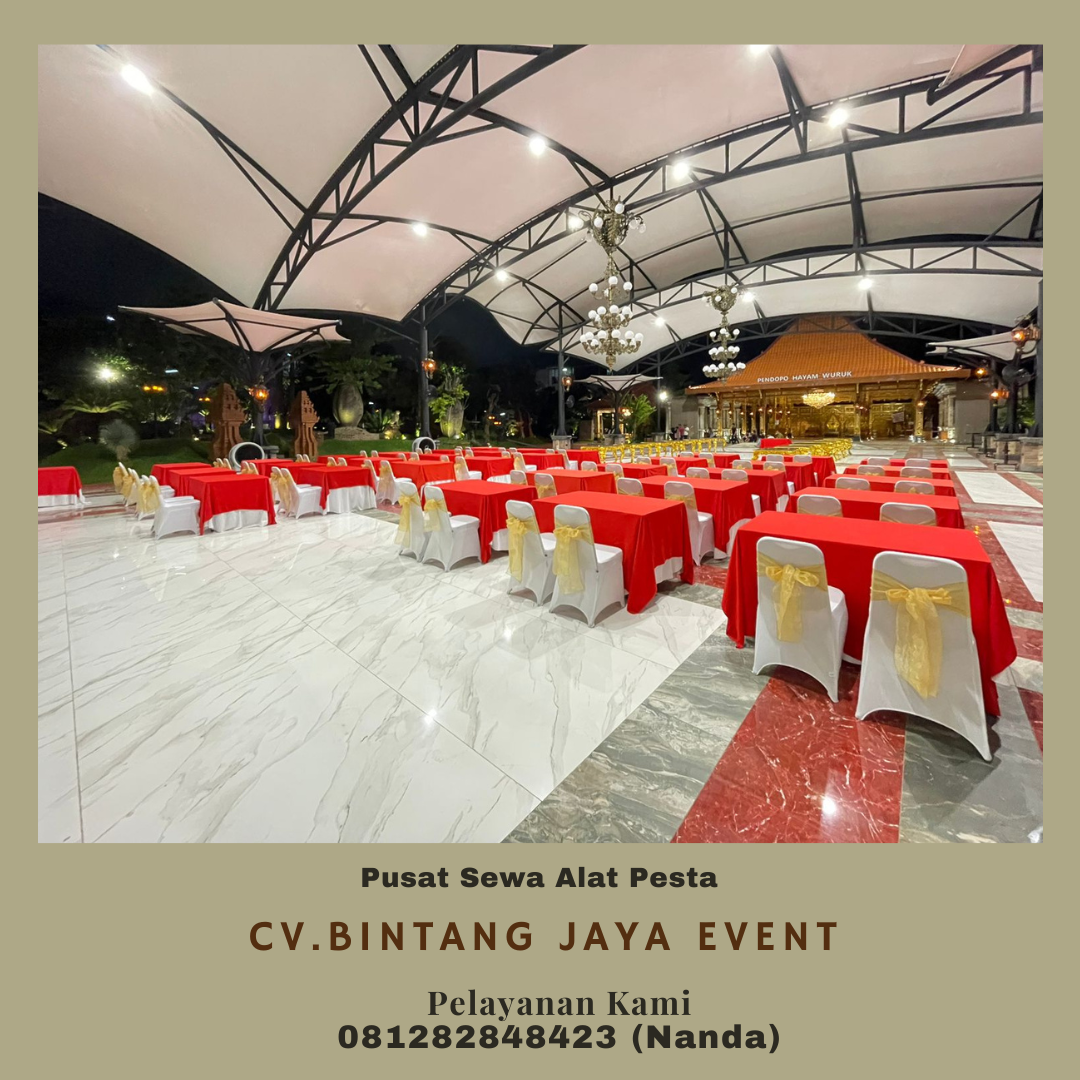 Sewa Meja Kotak Ukuran 80x120cm Cover Merah Putih Di Cirebon